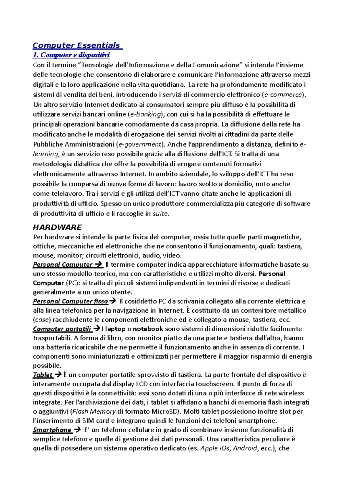 Programma ECDL Computer essentials + Word processing - **_Computer ...