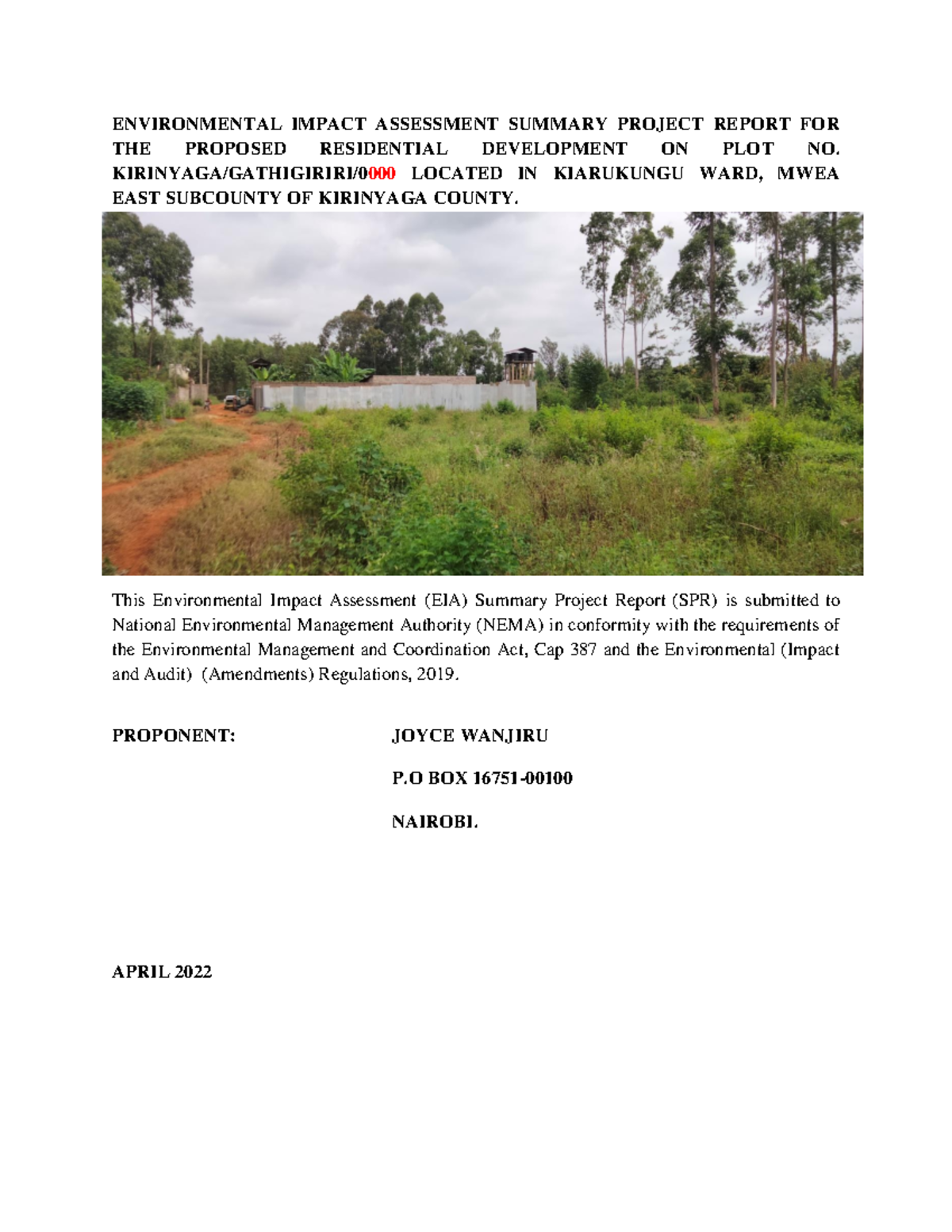 E.I.A Summary Project Report sample - ENVIRONMENTAL IMPACT ASSESSMENT ...