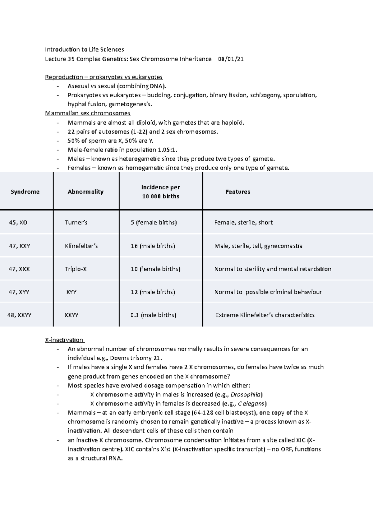 Complex Genetics Sex Chromosome Inheritance - Prokaryotes vs eukaryotes ...