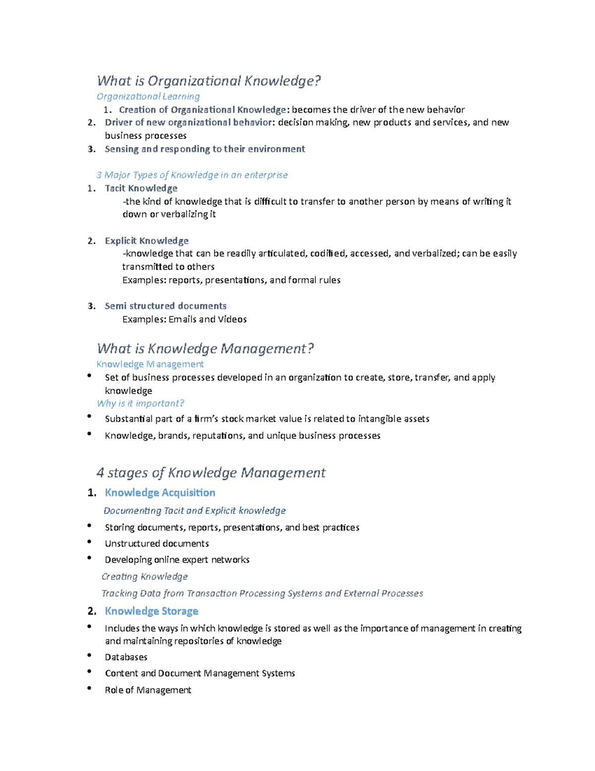 Notes - What is Organizational Knowledge? Organizational Learning 1 ...