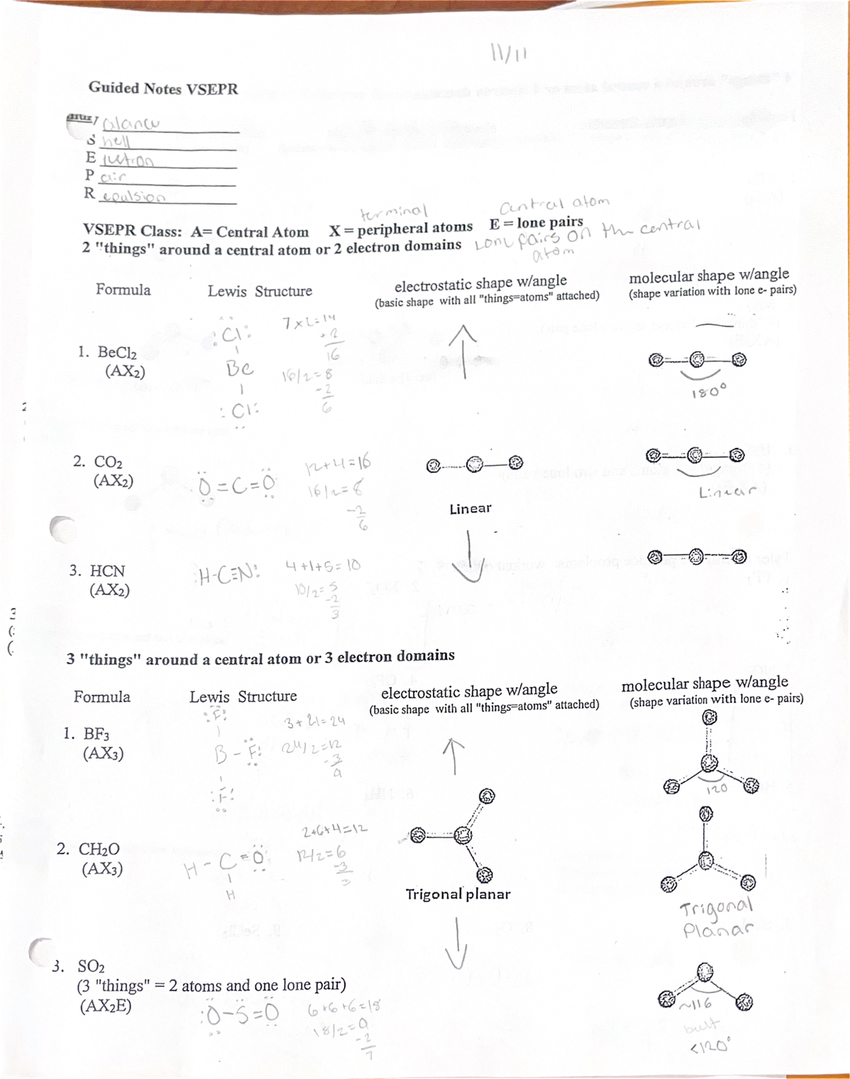 Guided notes Vsepr - CHEM 1073 - Studocu