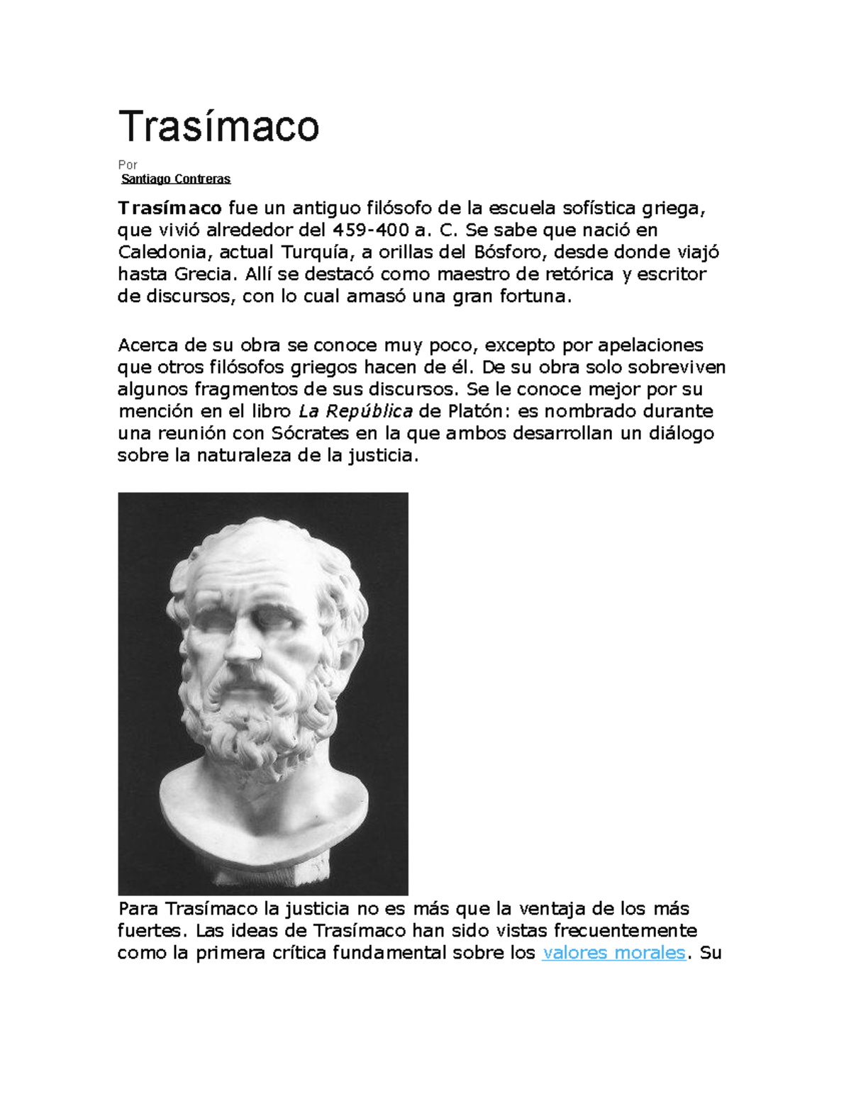 Trasimaco - Trasímaco Por Santiago Contreras Trasímaco fue un antiguo ...