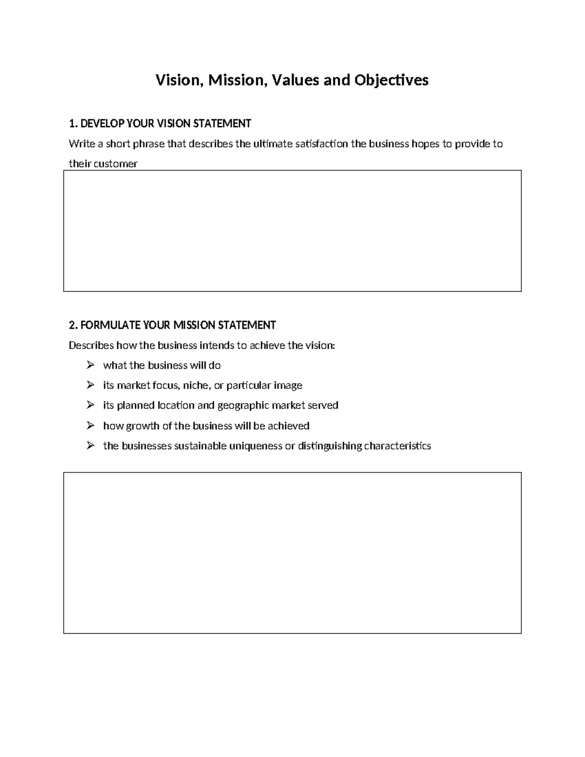 Mission Vision Values & Objectives - Vision, Mission, Values and ...
