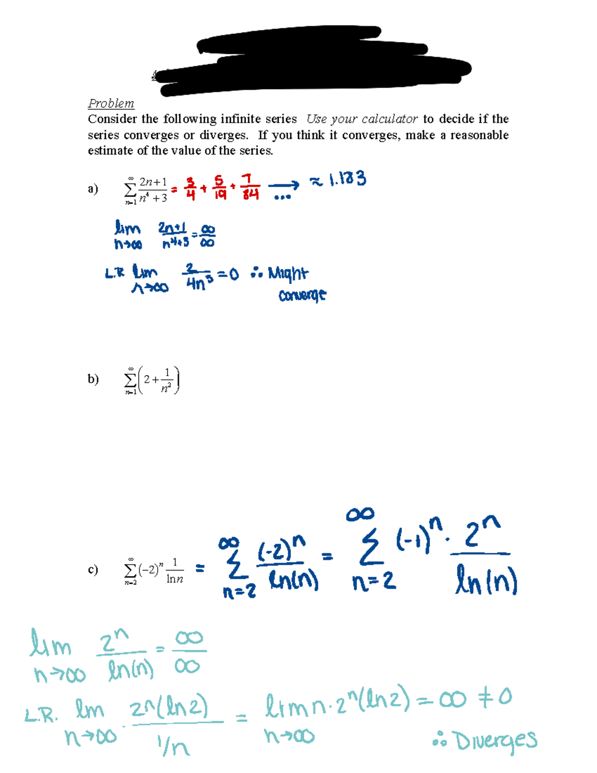 Infinite Series- Convergence Vs Divergence - Ball High School A.P BC ...