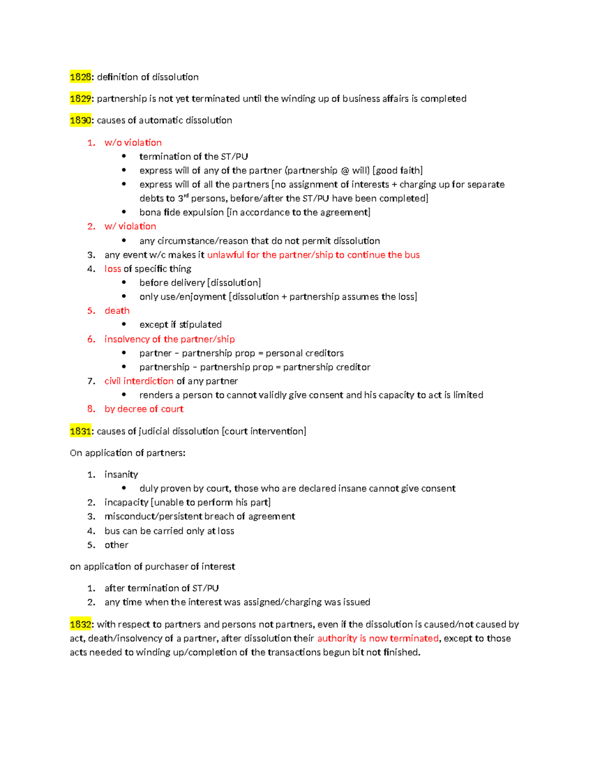 dissolution of a partnership - 1828 : definition of dissolution 1829 ...