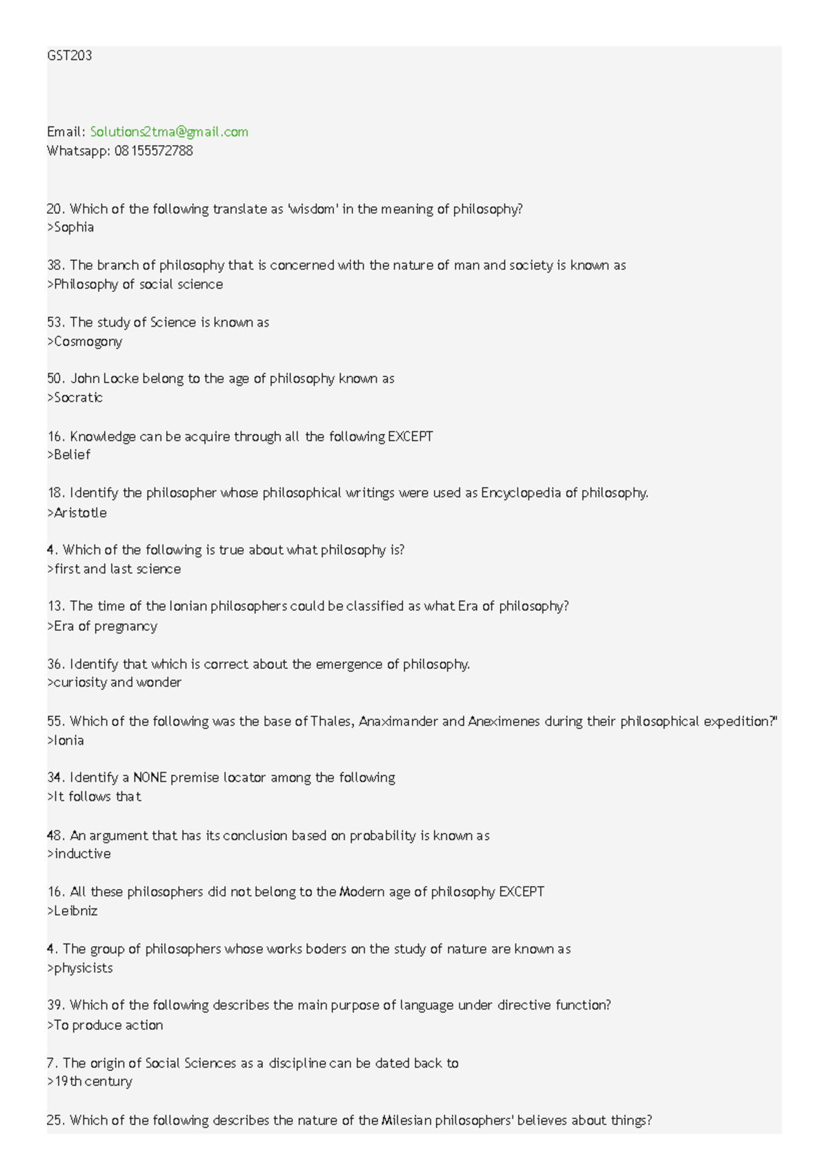 GST 203 TMA Solution 2 - GST Email: Solutions2tma@gmail: 08155572788 ...