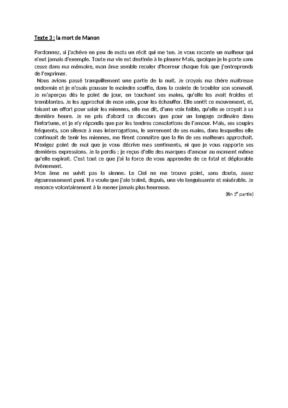 Texte 3-la mort de Manon - Texte 3 : la mort de Manon Pardonnez, si j ... Texte 3-la mort de Manon - Texte 3 : la mort de Manon Pardonnez, si j ...