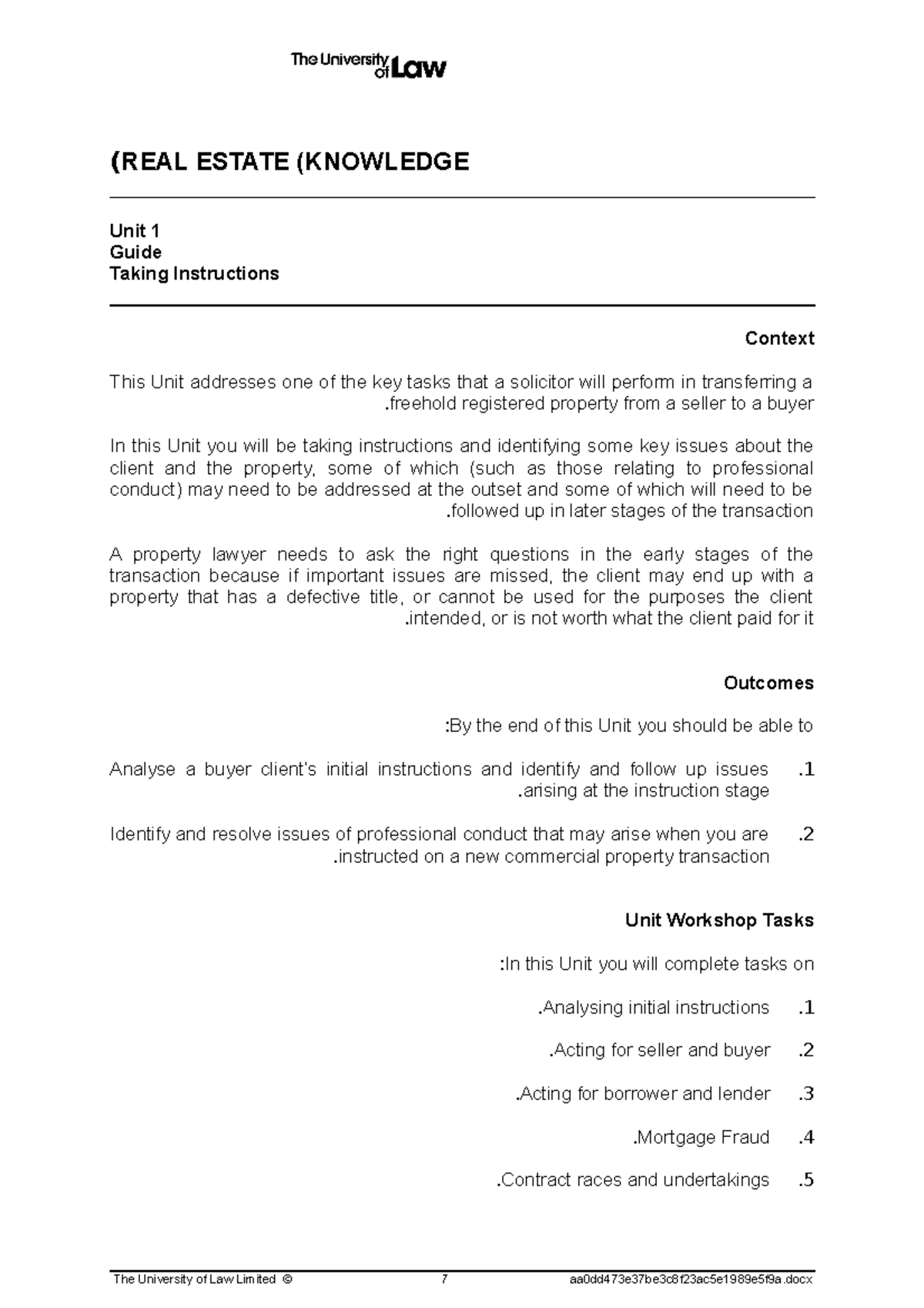 2021 re ws01 ce01 guide - cscs - (REAL ESTATE (KNOWLEDGE Unit 1 Guide ...