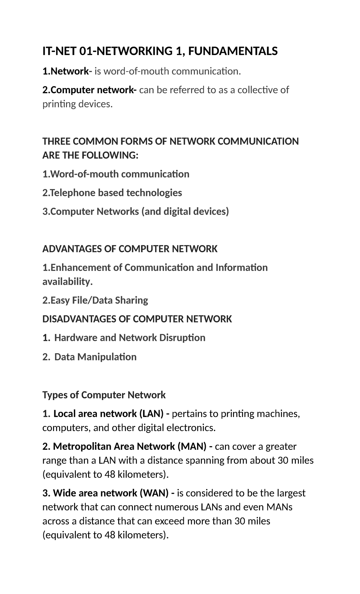 IT-NET REV. Chapter F - tools for advance learning - IT-NET 01-NETWORKING 1, FUNDAMENTALS 1- is ...