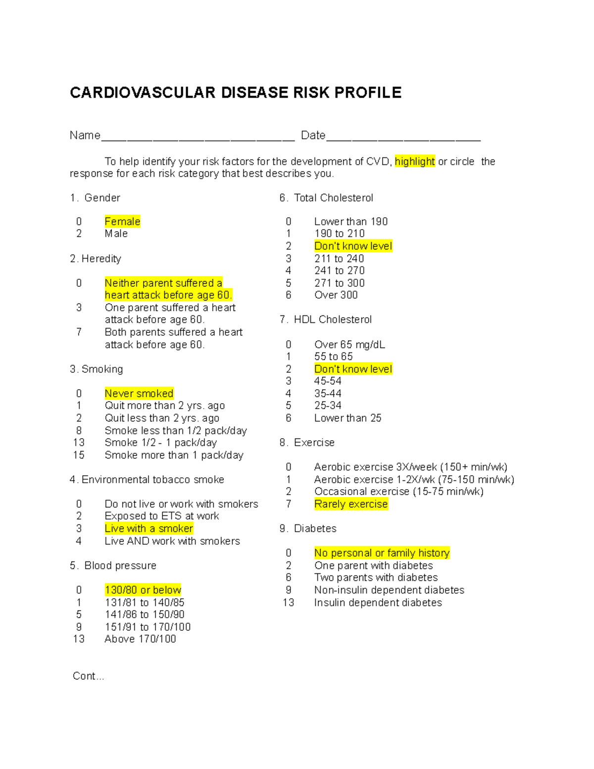 Project 6a - CVD Risk Profile - CARDIOVASCULAR DISEASE RISK PROFILE ...