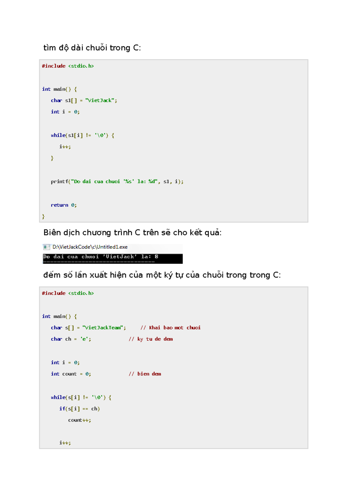 Bai tap ve chuoi(ko su dung ham) - tìm độ dài chuỗi trong C: #include int main() { char s1 ...