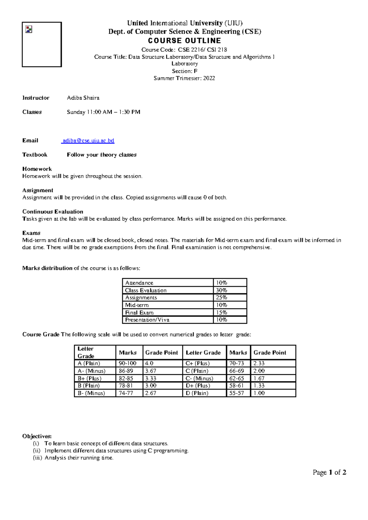 Cse 218 summer 2022 - Mid Question - United International University (UIU) Dept. of Computer ...
