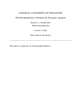Tutorial Week 5 Solutions - EC 2104 Quantitative Methods for Economic Analysis Tutorial for Week ...