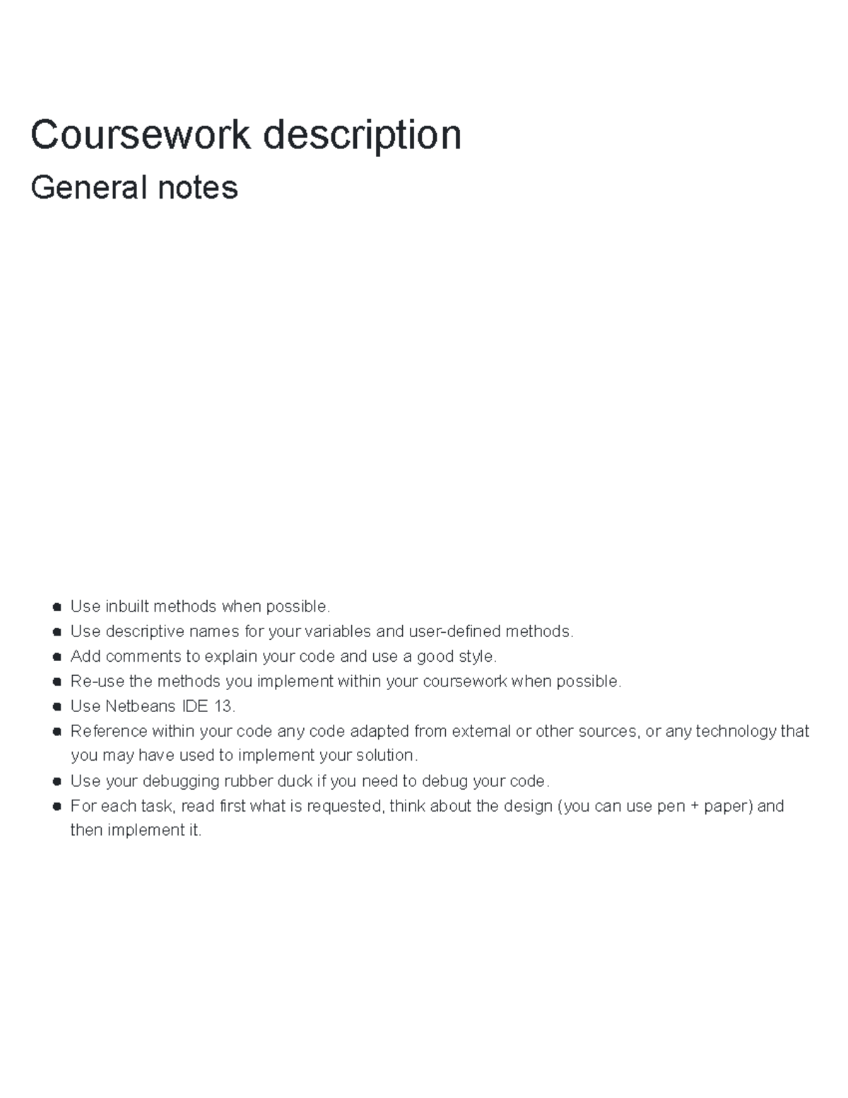 Coursework description 22 23 - Coursework description General notes Use ...
