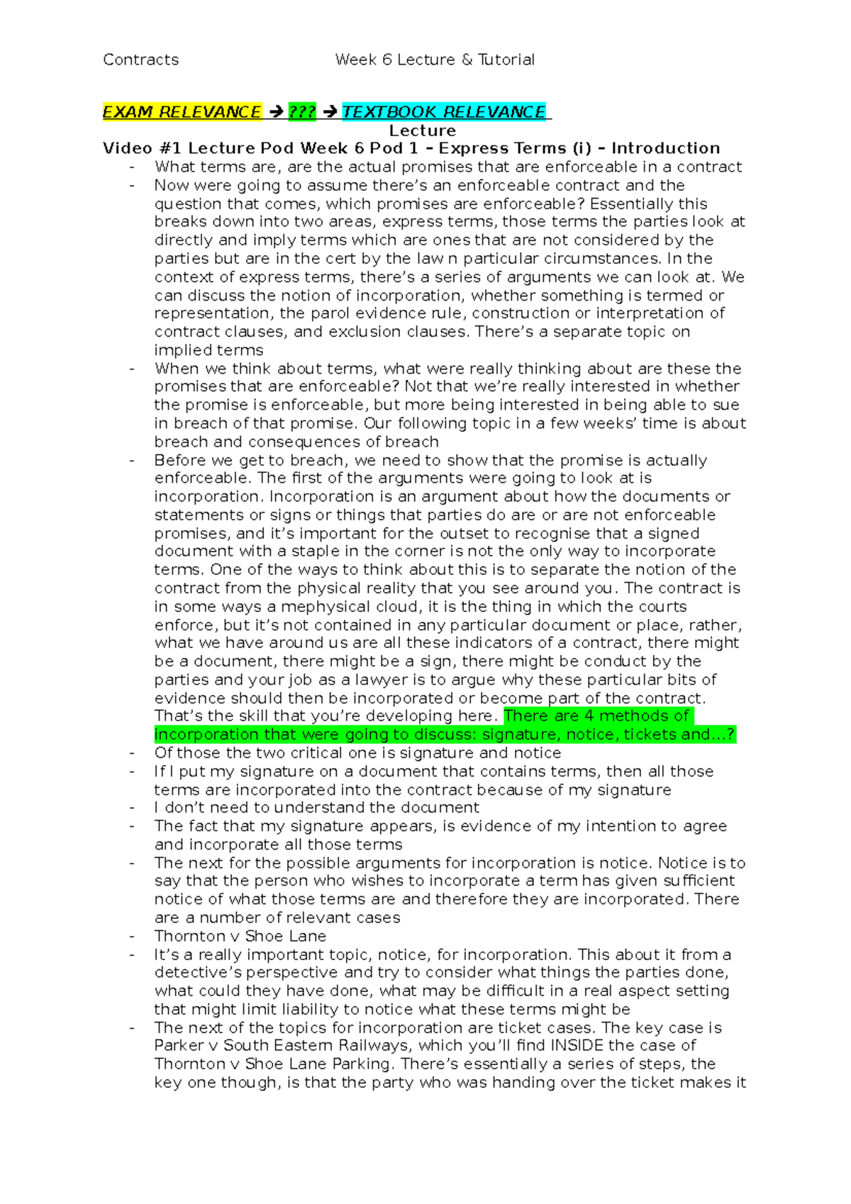 Week 6 Lecture & Tutorial - EXAM RELEVANCE ??? TEXTBOOK RELEVANCE ...