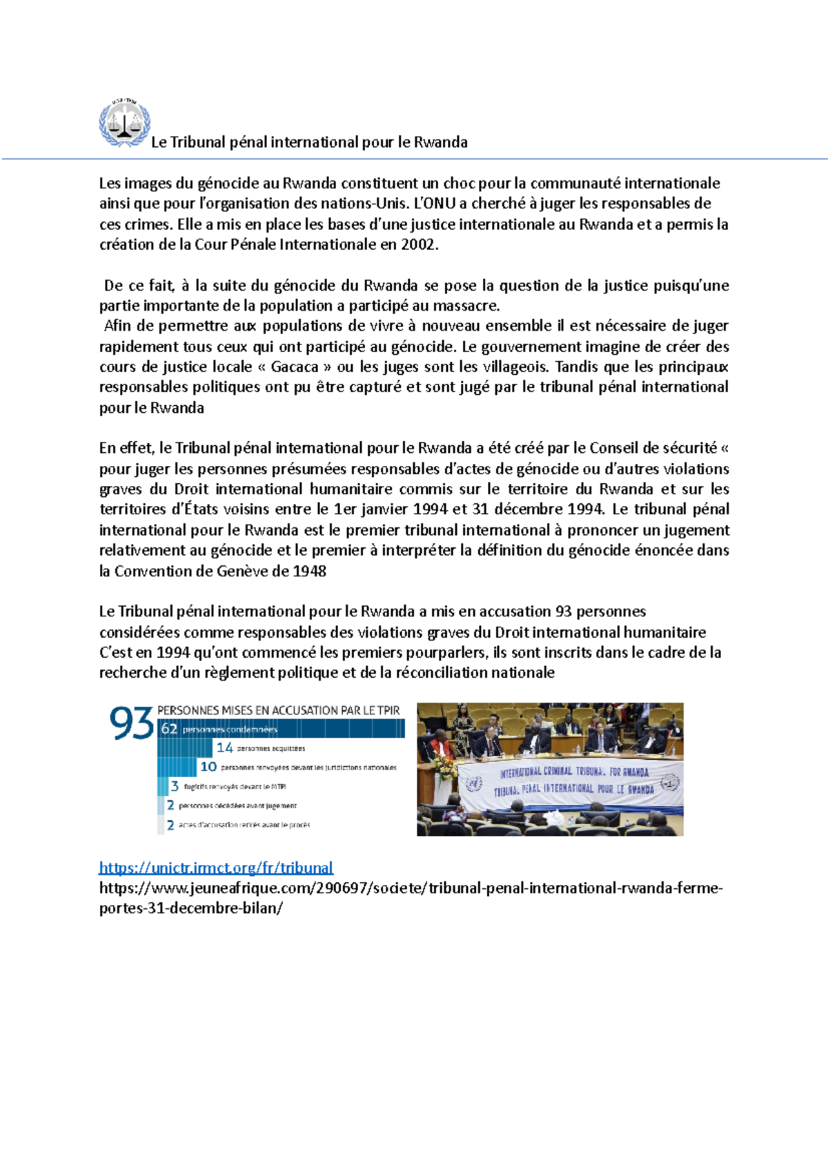 Le génocide du Rwanda - Le Tribunal pénal international pour le Rwanda ...