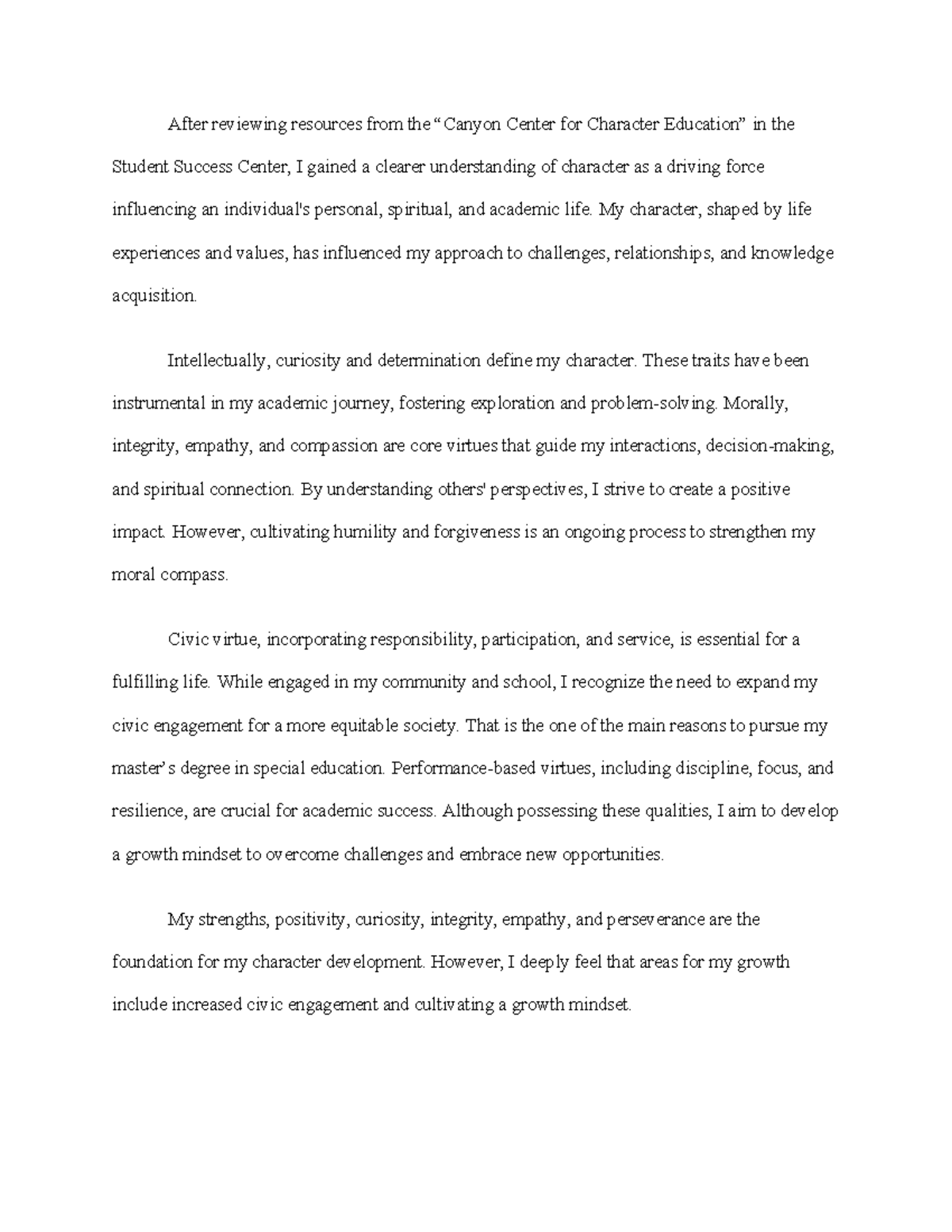 Character Education T1 DQ1 final - After reviewing resources from the ...