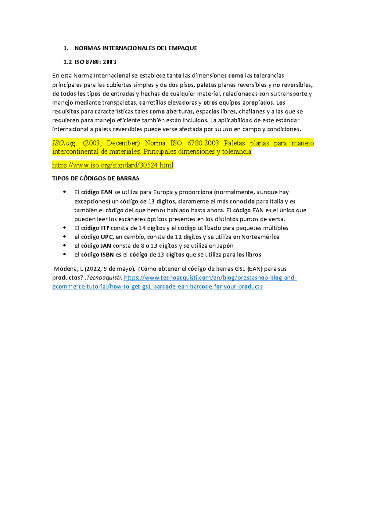 Normas Internacionales DEL Empaque - 1. NORMAS INTERNACIONALES DEL ...