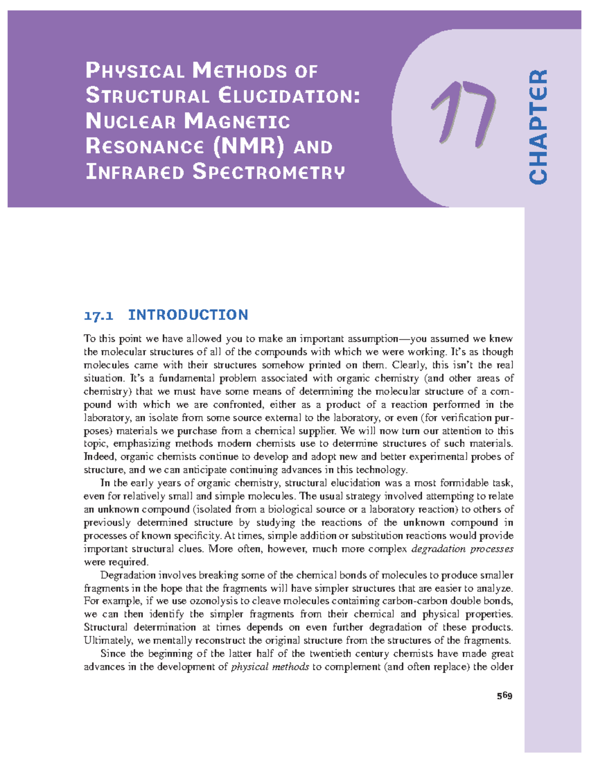 Orgo Book chapter 17 - 569 11 17 CHAPTER 17 17 INTRODUCTION To this ...