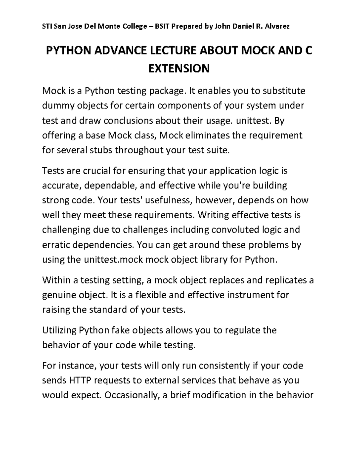 Python Advance Lecture about Mock and C Extension - PYTHON ADVANCE LECTURE ABOUT MOCK AND C ...