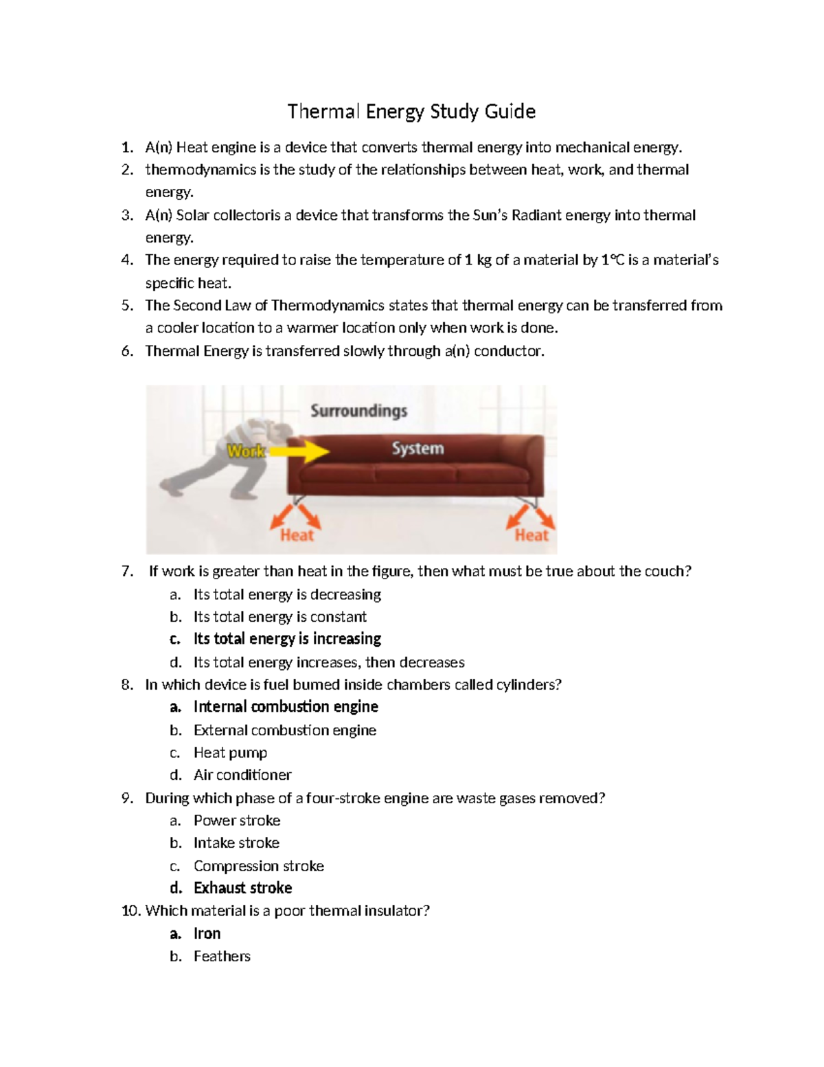 Thermal Energy Study Guide - Thermal Energy Study Guide A(n) Heat ...