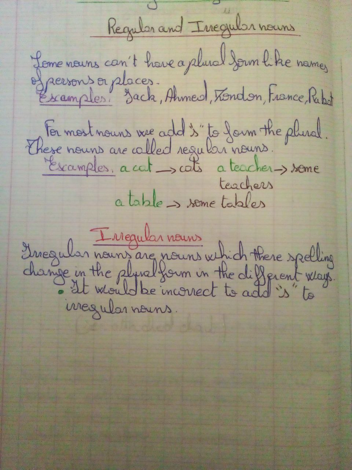 Regular and Irregular nouns - English - Studocu