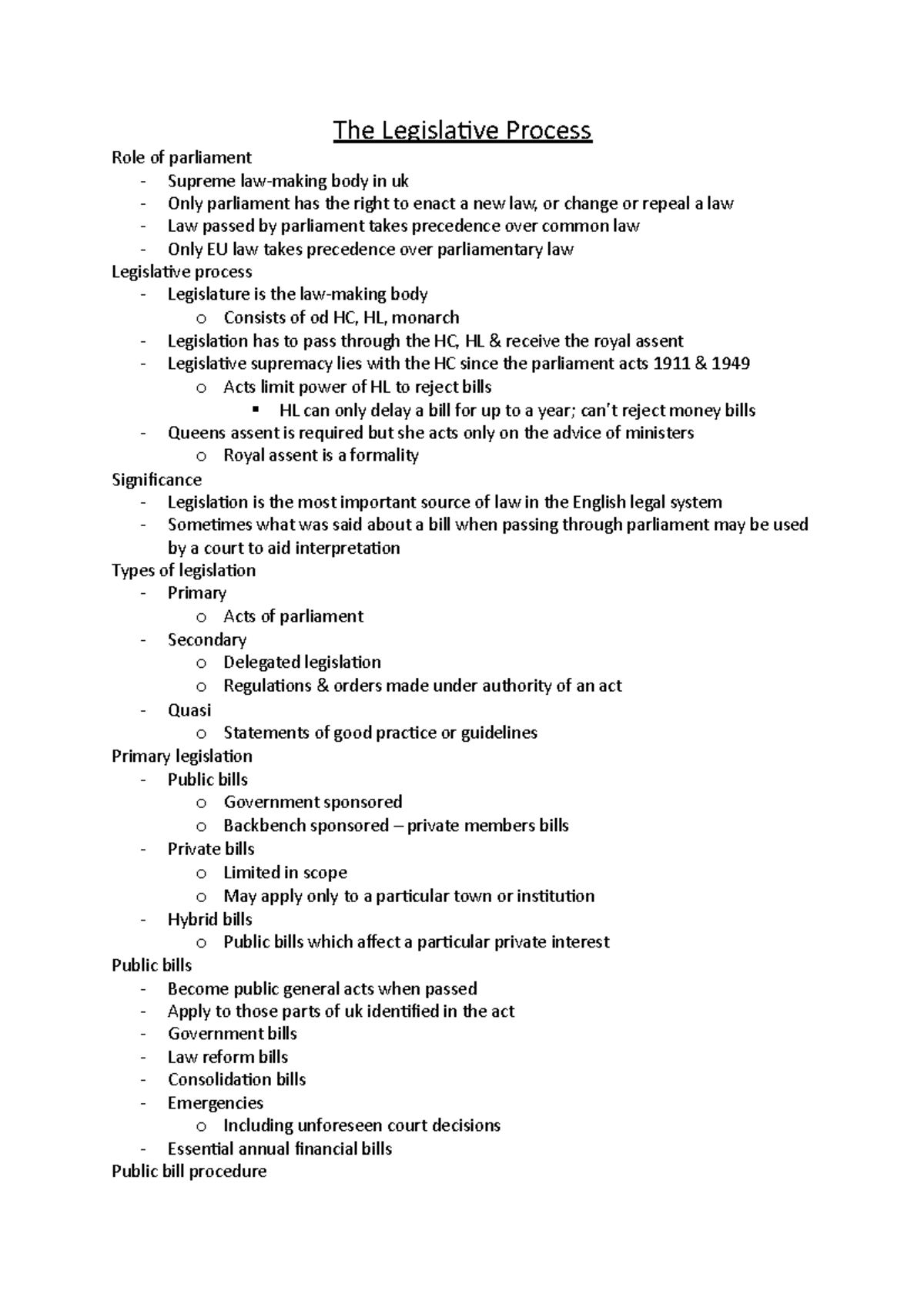 The Legislative Process - Studocu