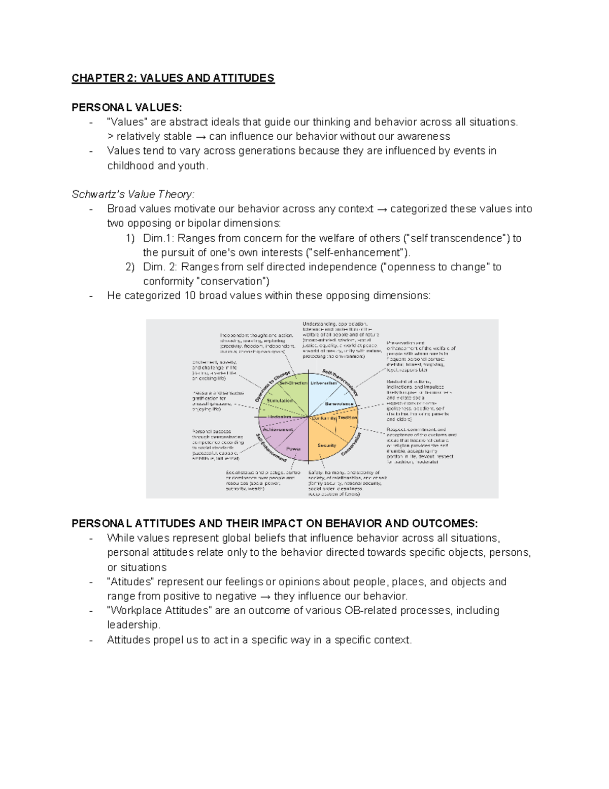 BUAD304 Multi-Chapter Notes - CHAPTER 2: VALUES AND ATTITUDES PERSONAL ...