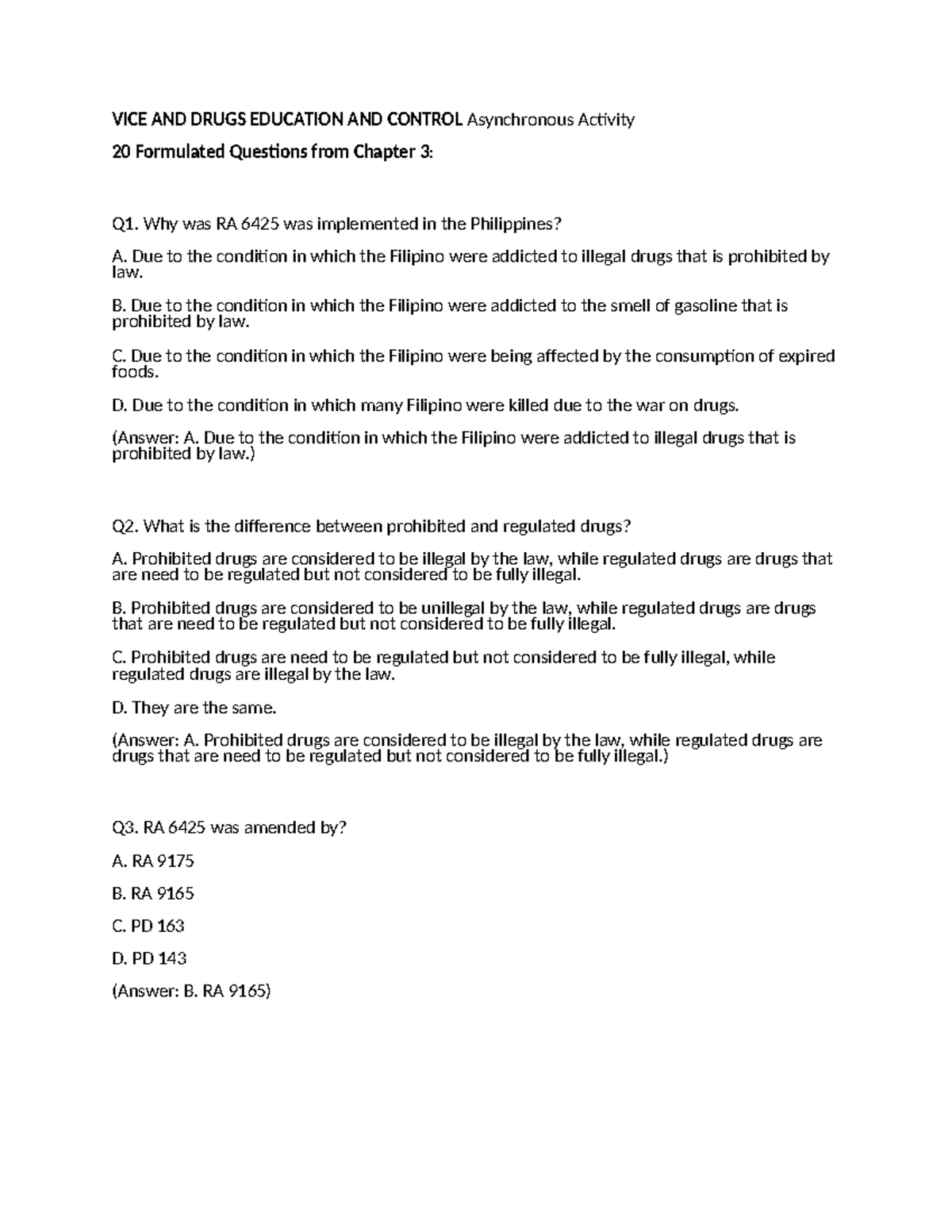 Vice and Drugs sample questions for you to practice - VICE AND DRUGS ...