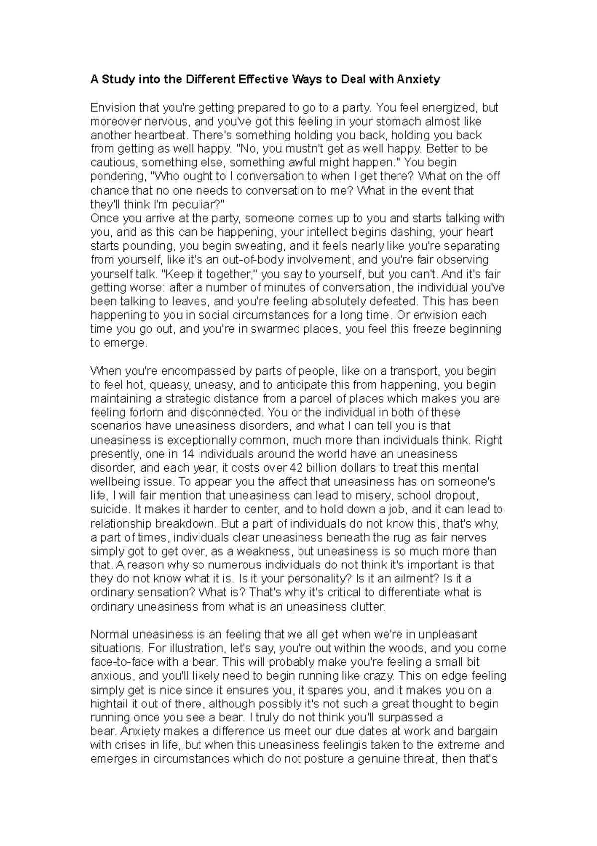 A Study into the Different Effective Ways to Deal with Anxiety ...