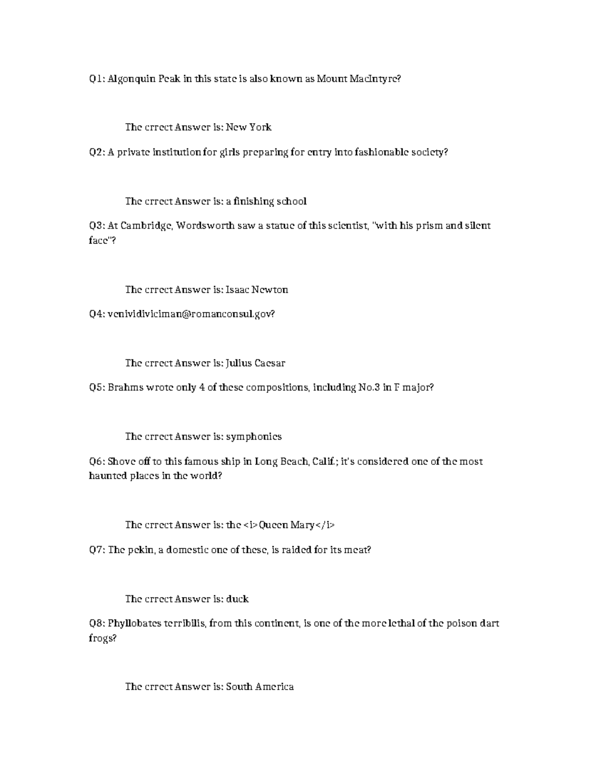 3 Psset for CTHV - sdawd - Q1: Algonquin Peak in this state is also ...