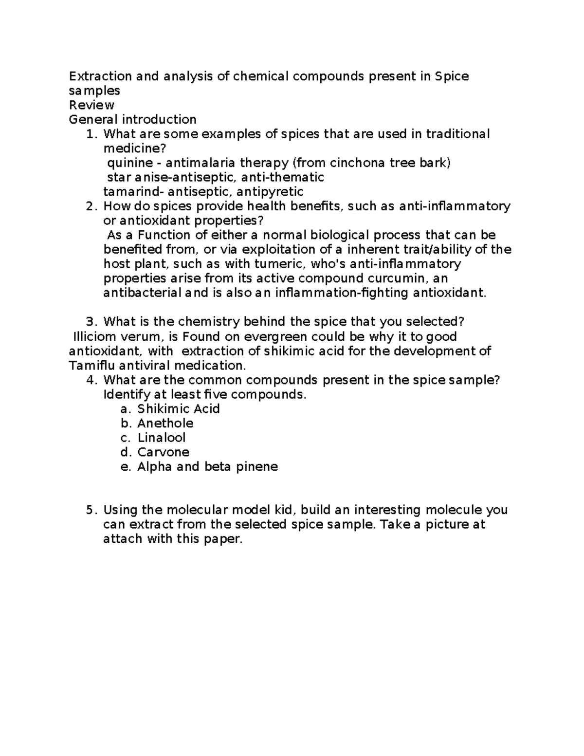 Spice Typed Review Paper - Extraction and analysis of chemical ...