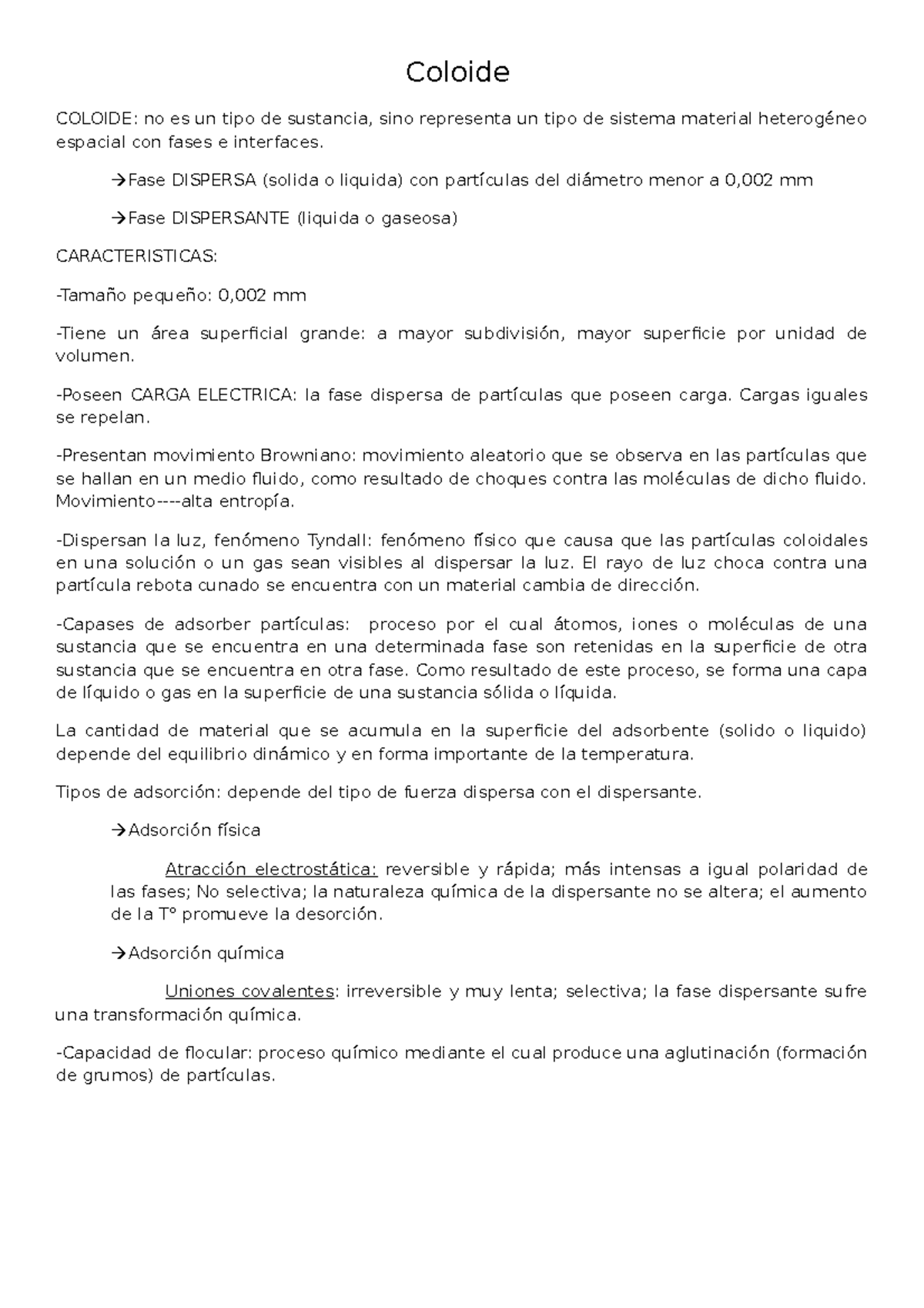 Coloide - Quimica de suelos - Coloide COLOIDE: no es un tipo de ...