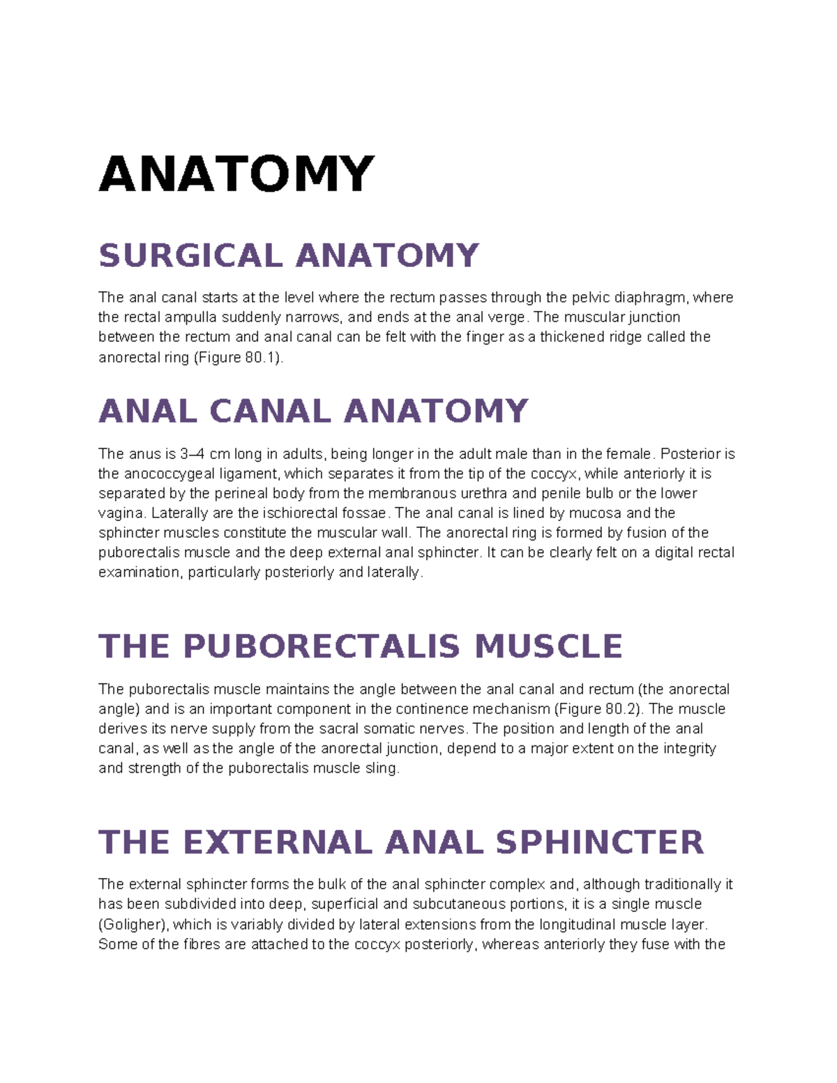 ANUS Final - ANATOMY SURGICAL ANATOMY The anal canal starts at the ...