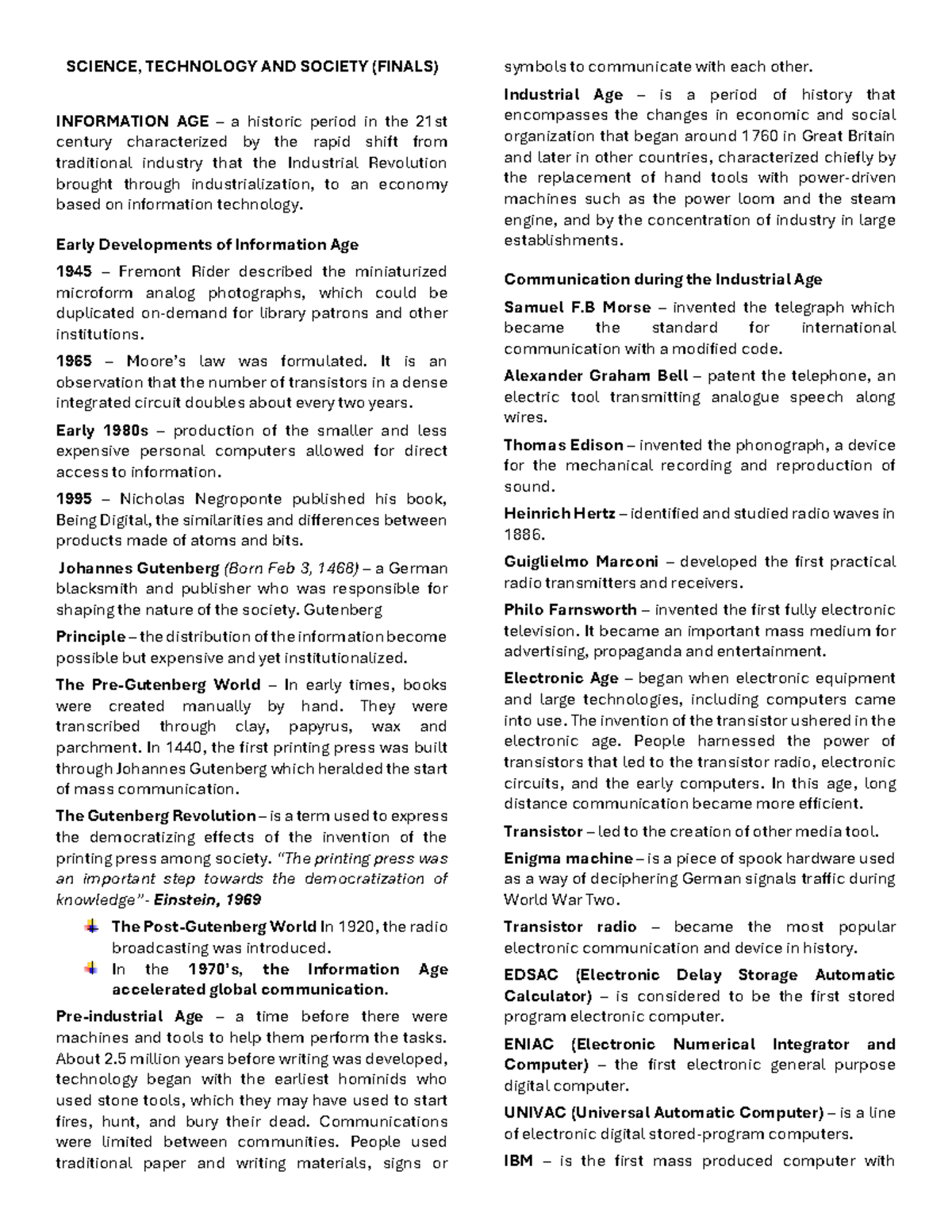 Science, Teachnology, AND Society Finals - SCIENCE, TECHNOLOGY AND ...