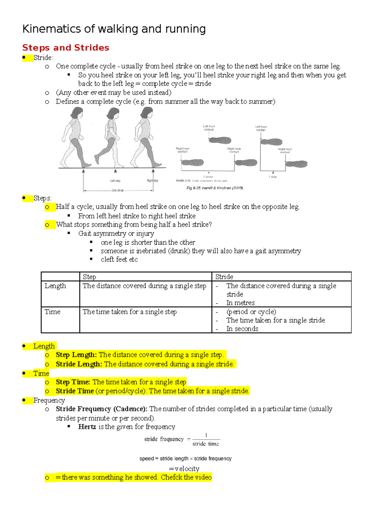 Kinematics of walking - Lecture notes 3 - Kinematics of walking and ...