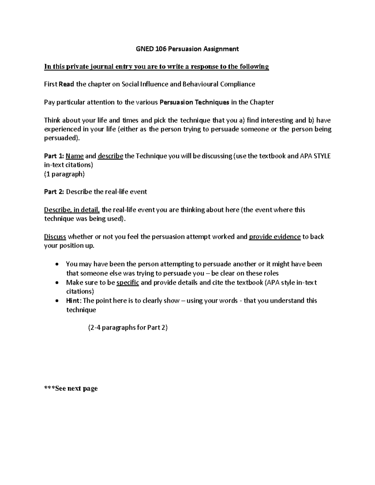3 Instructions GNED 106 Assignment # 3 Persuasion - GNED 106 Persuasion Assignment In this ...