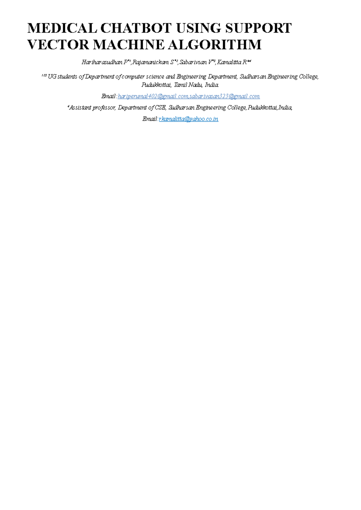 Medical Chatbot MY - Abstract -Answer Despite the recent advances ...