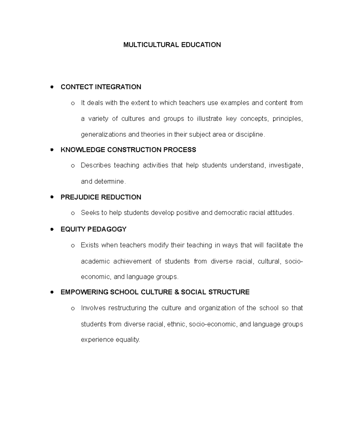 Multicultural Education - MULTICULTURAL EDUCATION CONTECT INTEGRATION o ...