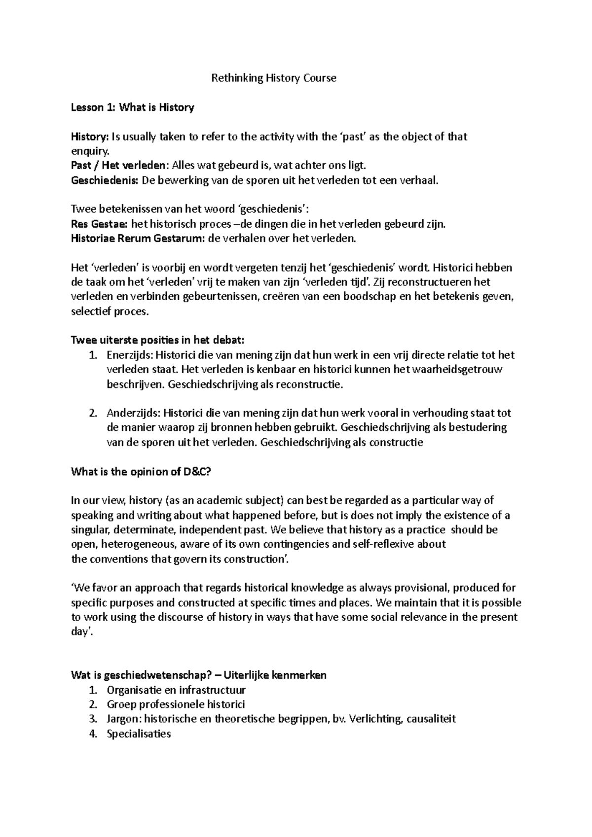 Rethinking History Course - Rethinking History Course Lesson 1: What is ...