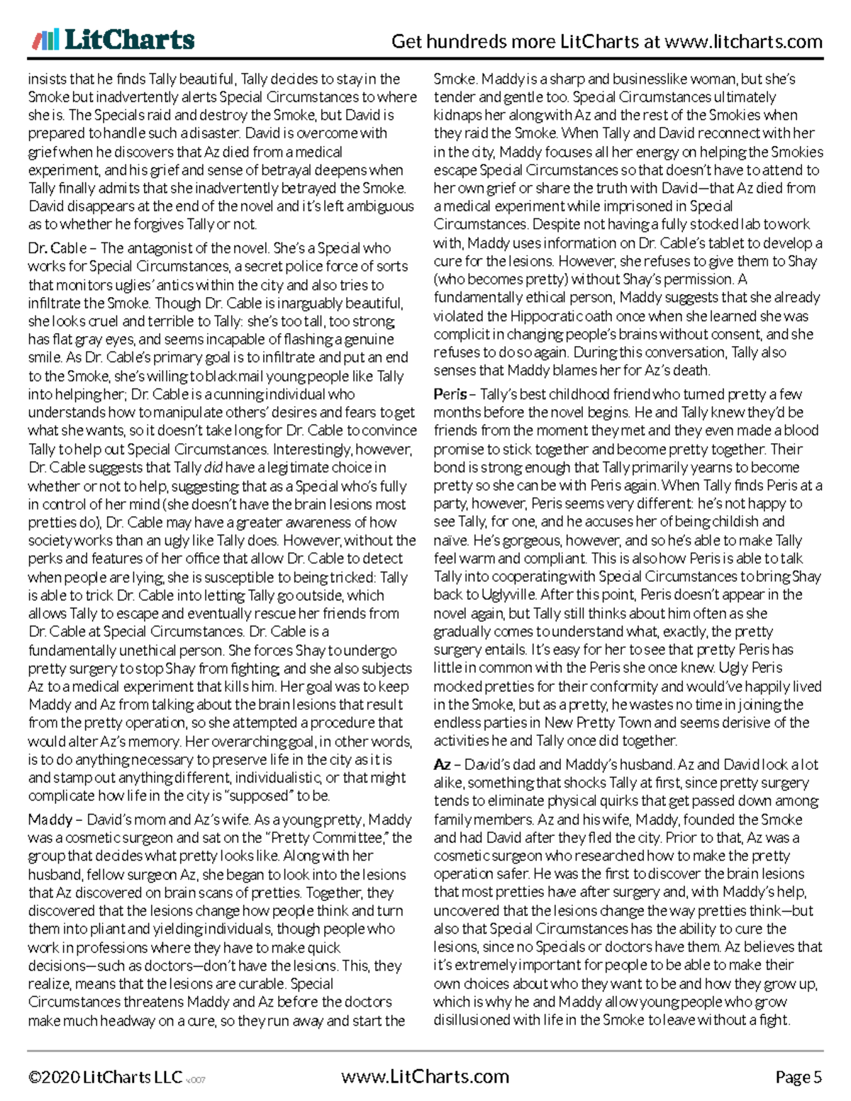 Uglies-Lit Chart 5 - The document reflects a user-driven evolution of ...