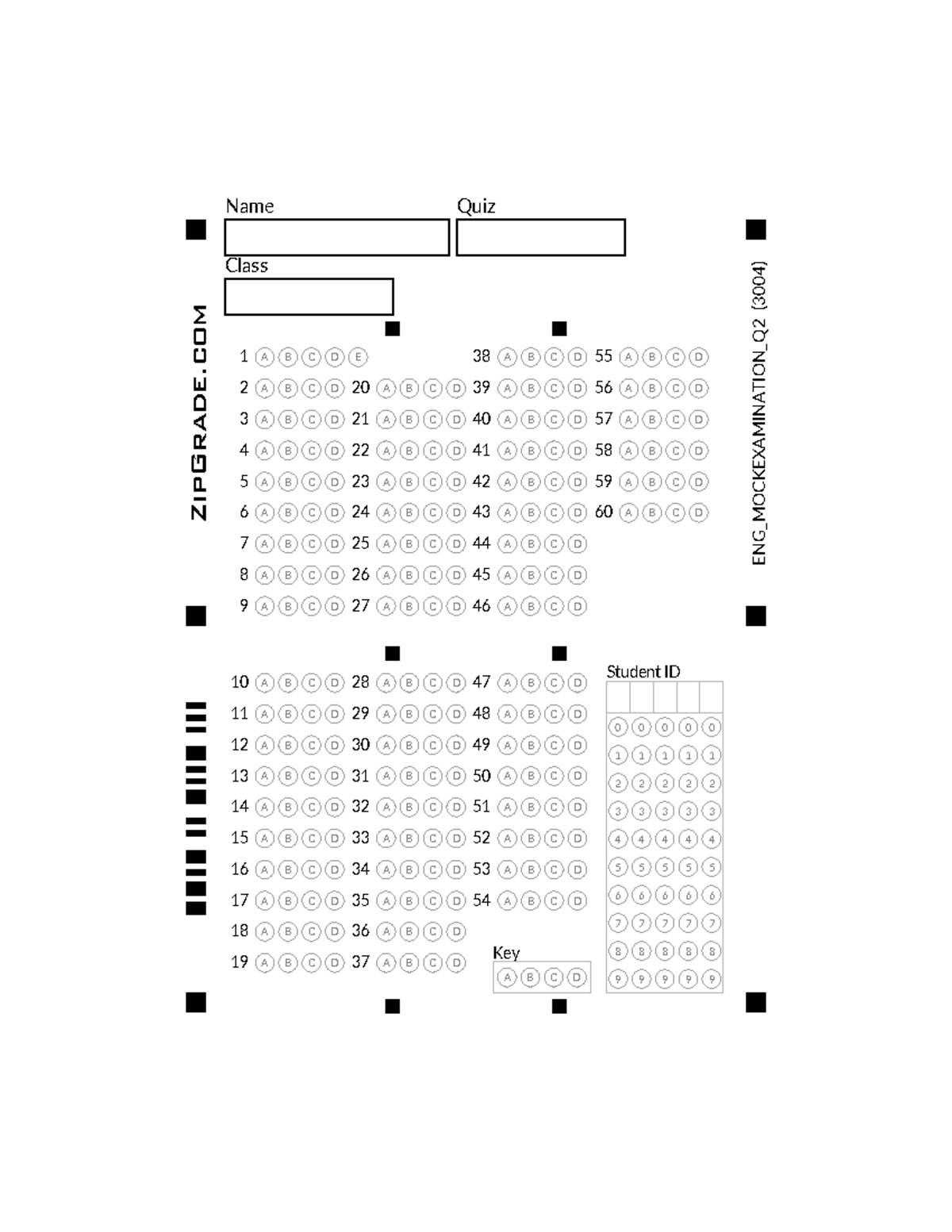 Sample Zipgrade Answer Sheets - Name Quiz Class Student ID 0 1 2 3 4 5 ...