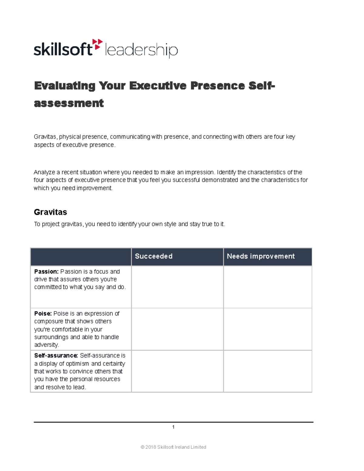 Skillsoft evaluating executive presence self assessment+(bs ald07 a24 ...