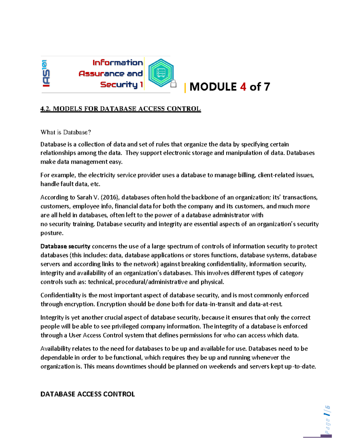 IAS101 Mod4.2 Models for Access Control - 1 | 6 | MODULE 4 of 7 ...