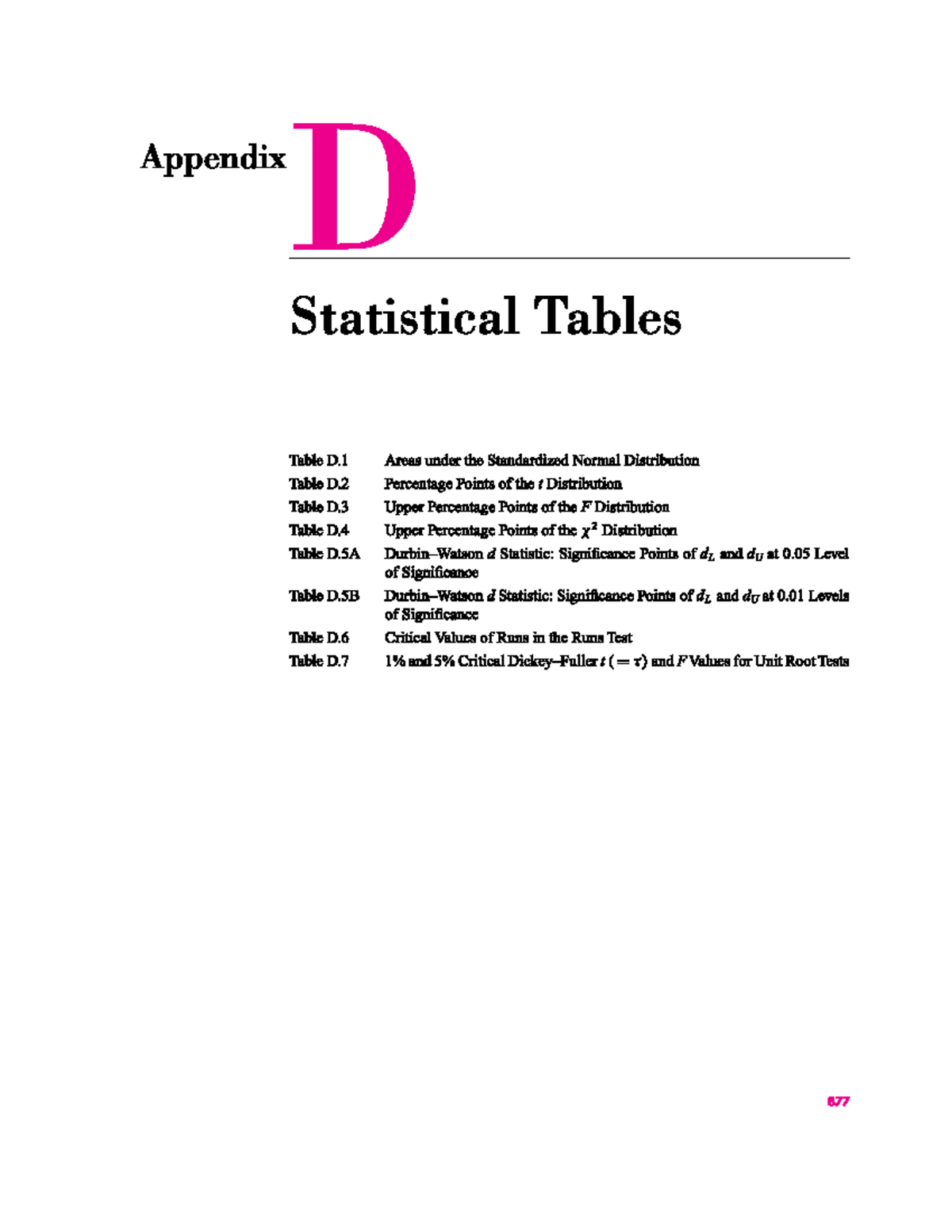 Appendix D - tables - Applied Econometrics (Post Grad) - Appendix D ...