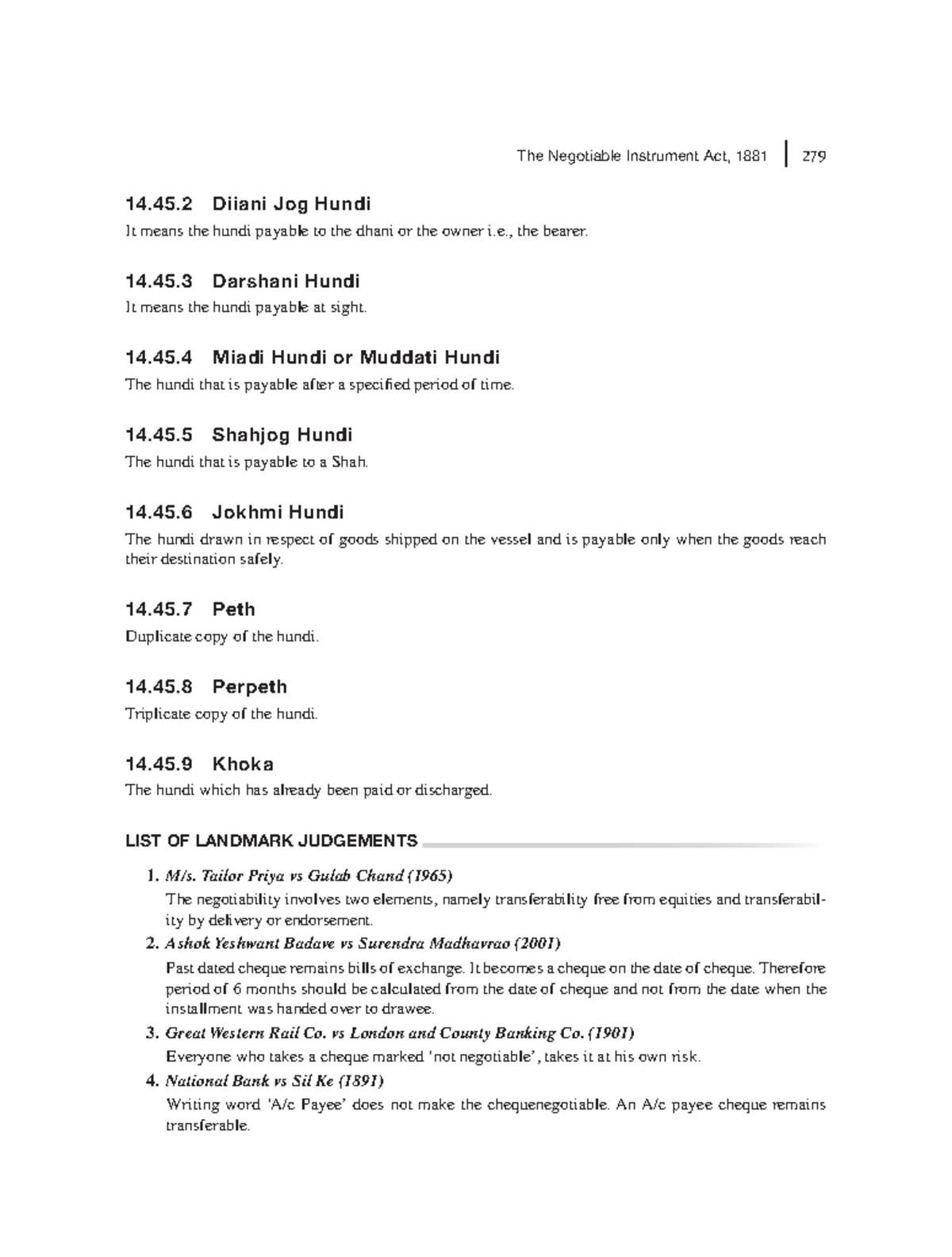 Zlib - The Negotiable Instrument Act, 1881 279 14.45 Diiani Jog Hundi ...