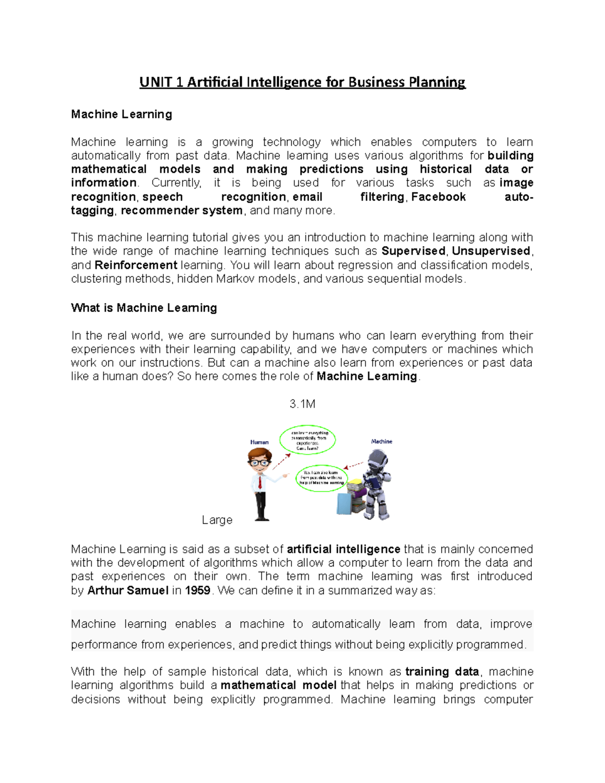 UNIT 1 AI - AI unit 1 - UNIT 1 Artificial Intelligence for Business ...