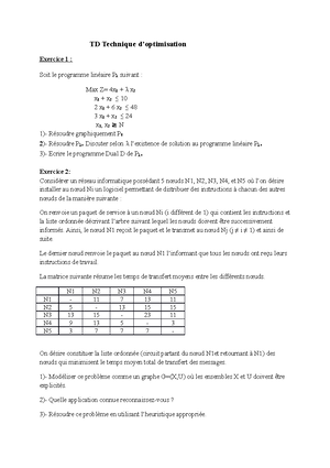Chapitre 2-PLNE - Cours Technique d'optimisation de département mathématiques informatique - Studocu
