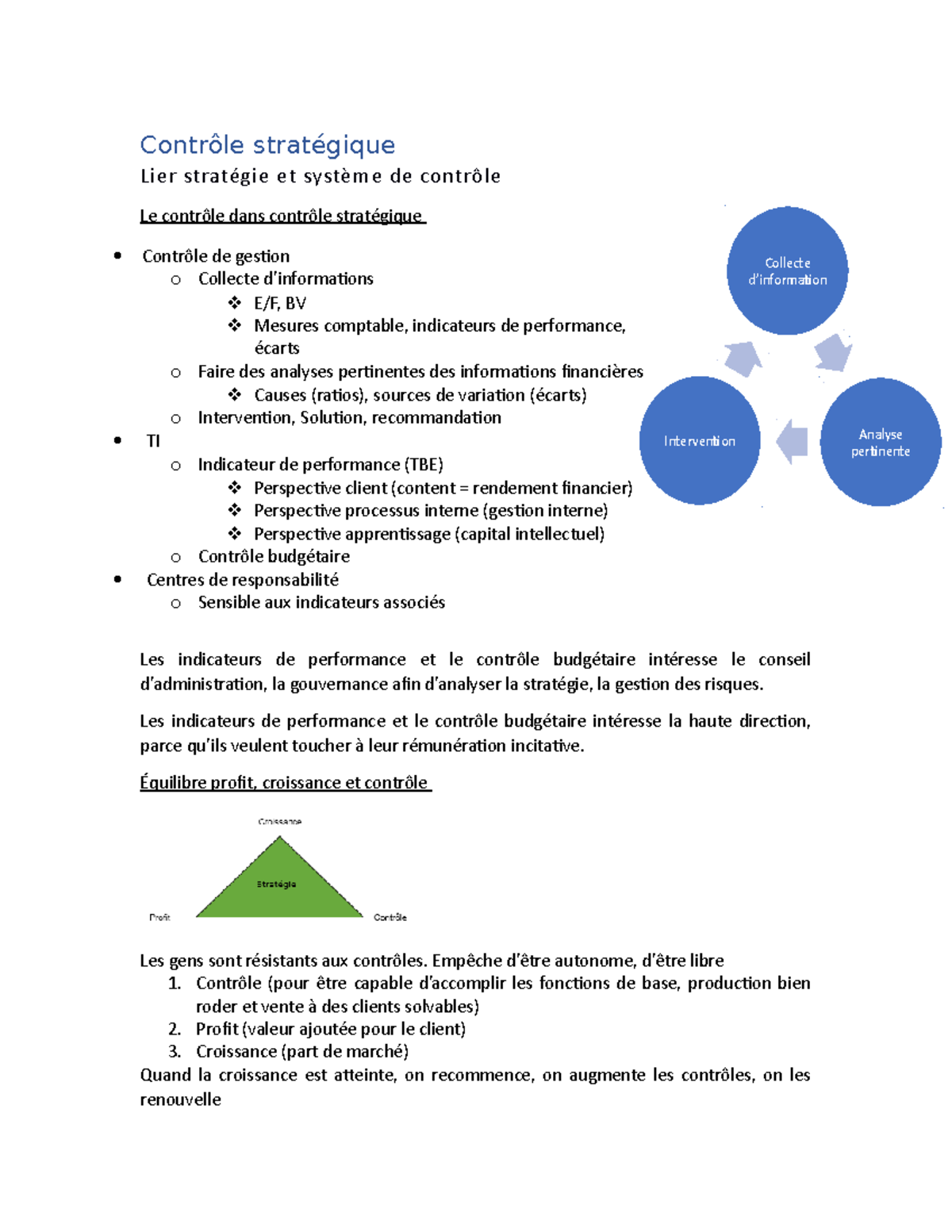 Planification stratégique - Contrôle stratégique Lier stratégie et ...