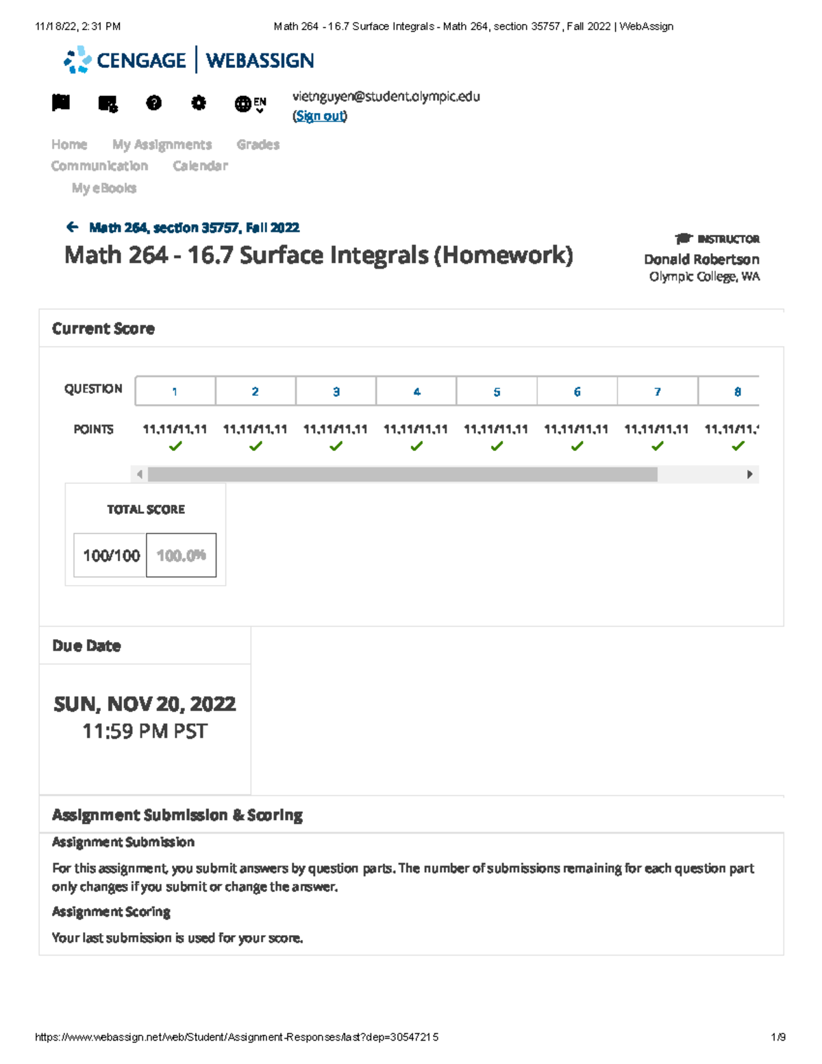 Math 264 - 16.7 Surface Integrals - Math 264, section 35757, Fall 2022 ...
